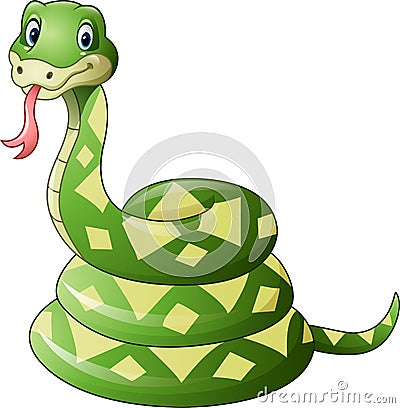 Green Snake Queen cartoon stock illustration. Illustration of animal ...