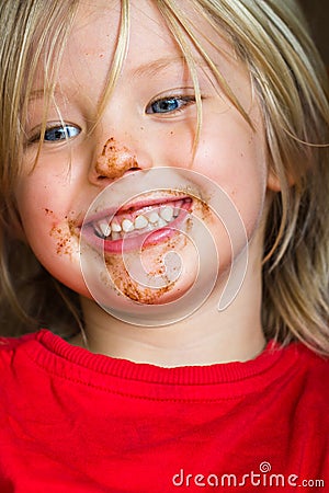 Cute, Happy Child With Messy Chocolate Covered Face Royalty-Free Stock ...