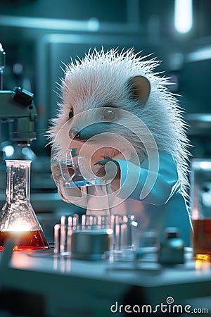Hedgehog Scientist In Lab Stock Photography | CartoonDealer.com #337187774