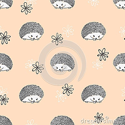 Cute Hedgehogs Pattern Vector Illustration | CartoonDealer.com #89084650