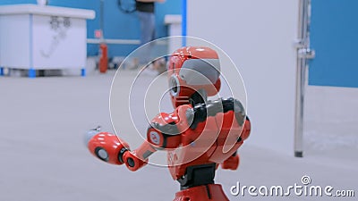Cute Humanoid Robot Talking and Funny Moving at Exibition Stock Video ...