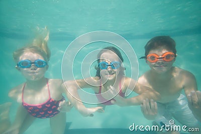 Cute Kids Posing Underwater In Pool Stock Photo | CartoonDealer.com ...