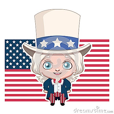Little Uncle Sam Mascot Design Cartoon Vector | CartoonDealer.com ...