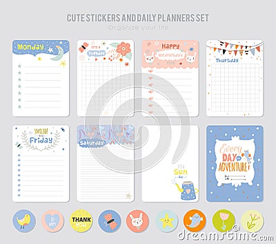 Cute Daily Note Template Stock Vector - Image: 76601341