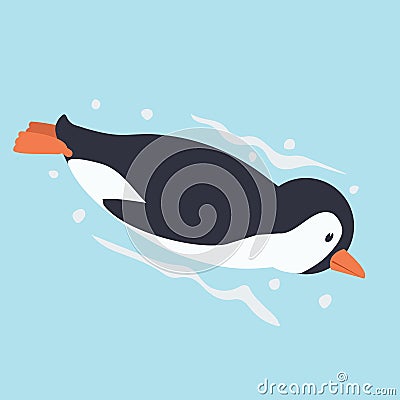 Cute Penguin Swimming Cartoon Vector | CartoonDealer.com #246578853