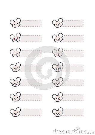A Cute Printable Mouse Label Sticker Set Stock Image | CartoonDealer ...