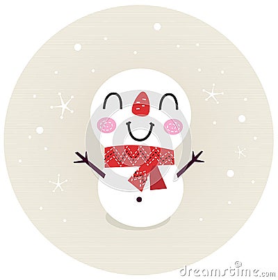 Cute Retro Snowman In Circle Royalty Free Stock Image - Image: 33389606