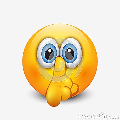 Cute Silence Emoticon, Emoji, Smiley - Vector Illustration ...
