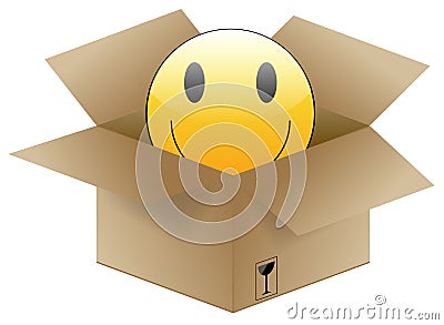 A Cute Smiley Face In A Shipping Box Stock Images - Image: 16381474