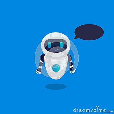 Cute Smiling Happy Bot With Speech Bubble.vector Illustration ...
