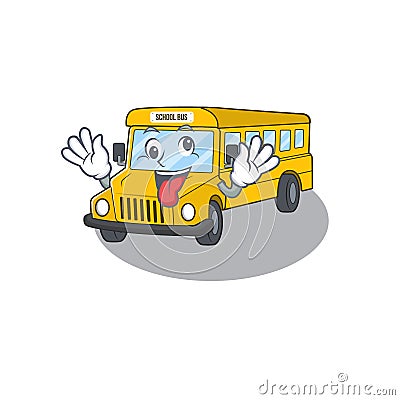 Cute Sneaky School Bus Cartoon Character With A Crazy Face Vector ...