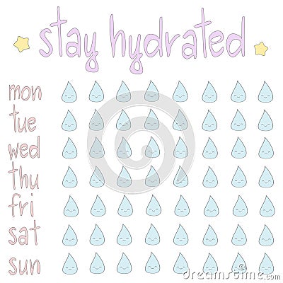 Cute Stay Hydrated Printable Planner Vector Illustration ...