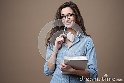 Cute Student Girl Taking Notes Stock Photography | CartoonDealer.com ...