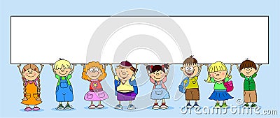 Cute Students Hold A Banner Vector Royalty Free Stock Photography ...