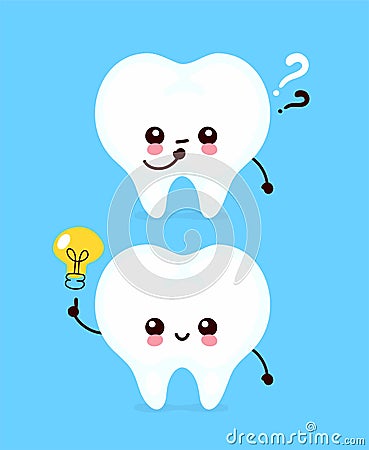 Cute Tooth With Question Mark Cartoon Vector | CartoonDealer.com #154115355