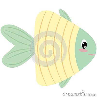 Cute Triangular Yellow Green Fish, Kids Vector Illustration, Cartoon ...
