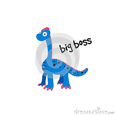 Cute Vector Cartoon Illustration Of Dinosaur. Brachiosaurus Inscription ...