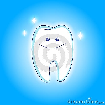 Cute White Smiling Tooth In Animated Style. Vector Illustration ...