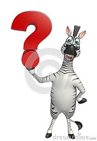 Cute Zebra Cartoon Character With Question Mark Sign Stock Illustration ...