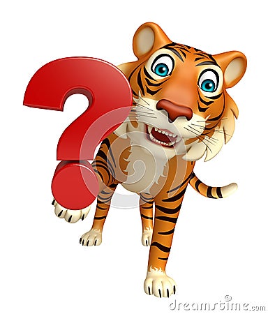 CuteTiger Cartoon Character With Question Sign Stock Illustration ...