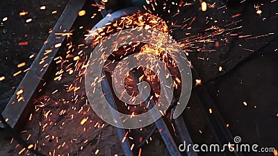 Cutting Iron Rod with a Blade in a Metal Stock Footage - Video of grind ...