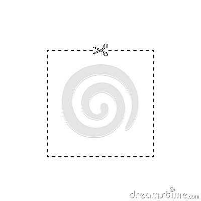 Cutting Outline Shape With Scissors. Dashed Rectangle Shape. Cutout ...
