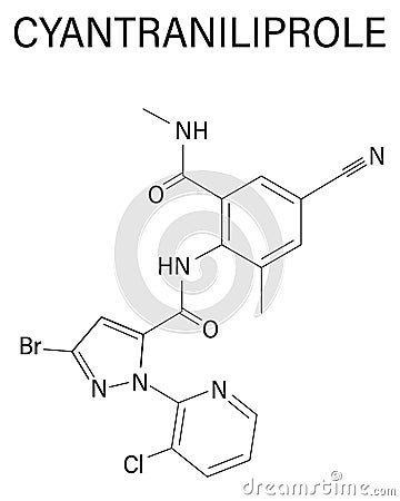 Cyantraniliprole Insecticide Molecule, Ryanoid Class. Skeletal Formula ...
