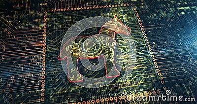 Cyber Attack with Trojan Symbol Digital Animation Stock Video - Video ...