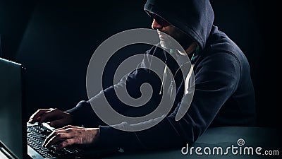 Cyber Crime, Hacker Man Typing on Laptop Computer Stock Footage - Video ...