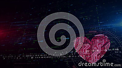 Cyber Heart Symbol Lower Thirds Background Stock Video - Video of ...