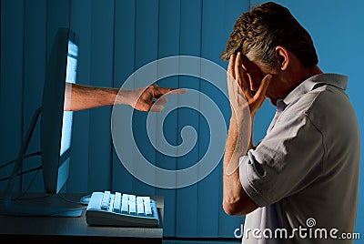 Cyber Internet Computer Bullying Man Stock Photos - Image: 23780023