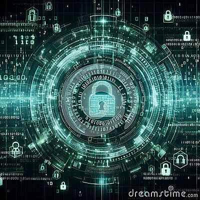 Cyber Security Lock Green Matrix Wallpaper Design Royalty-Free Stock ...