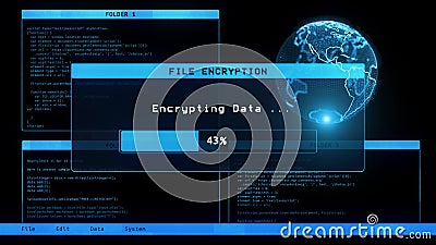 Cyber Security Message Futuristic Computer Screen Encrypted Programming ...