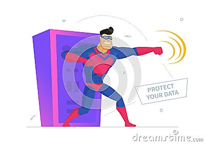Cyber Security Metaphor Flat Design Style Vector Illustration ...