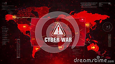 Cyber War Alert Warning Attack on Screen World Map. Stock Footage ...