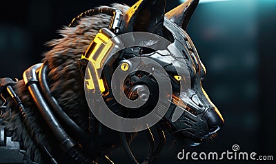 The Cybernetically Enhanced Cyborg Hyena Prowls With Power Stock Photo ...