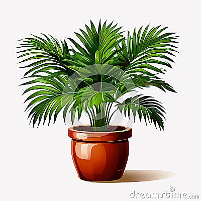 Cycas Plant In Pot Iconic Vector Drawing With Plan Background Plant In ...