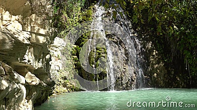 Cyprus, Paphos - August 2021: Adonis Baths Waterfalls. a Two-level ...