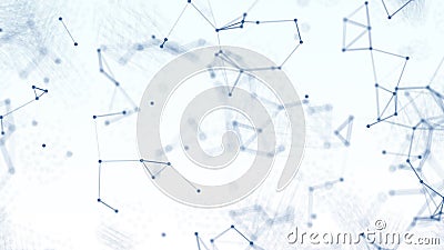 3D Abstract Blue Blurred Geometry Wireframe Network and Connecting Dot ...