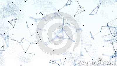3D Abstract Blue Blurred Geometry Wireframe Network And Connecting Dot ...