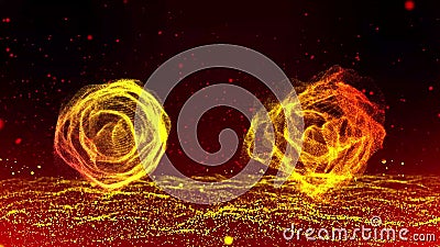 3D Abstract Yellow Red Light Particles Audio Waveform on Red Gradient ...