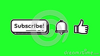 2d Animated of Subscribe Button, Notification Bell and Like Icon. Stock ...