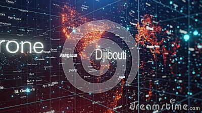 3D Animation of an Abstract Space with a World Map and All the World`s ...