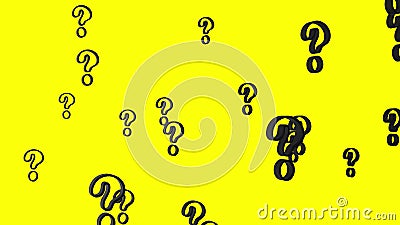 3D Render Animation of Black Question Marks Flying and Rotating on ...