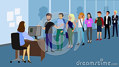 2D Animation, Female Office Worker Sitting at Computer, Angry Queue ...