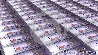 3D Animation of Malaysia 100 Ringgit Banknotes Money Stack on White ...
