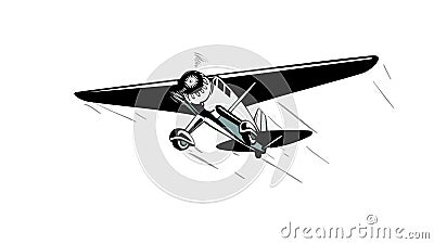 Animated Propeller Biplane Airplane. Side View. Realistic Physics ...