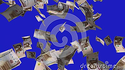 3D Animation of Nigerian Naira Notes Falling on Blue Screen Stock ...