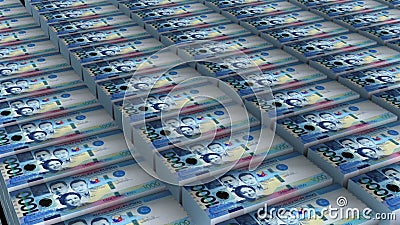 3D Animation of Philippine 1000 Perso Banknotes Money Stack on White ...
