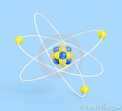 3d Atom Structure Of Nucleus, Electrons, Protons And Neutrons. Cartoon ...